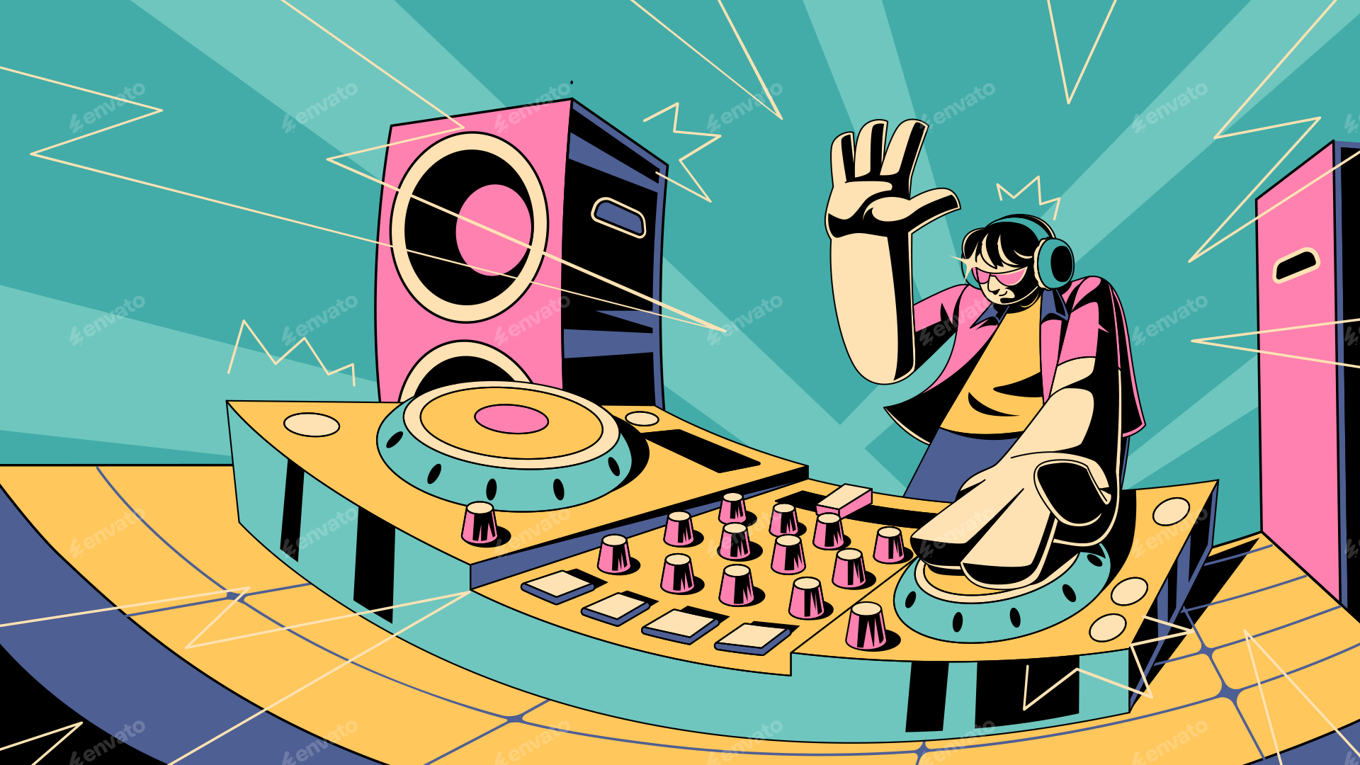 DJ Party Vector Illustration Set, Vectors | GraphicRiver